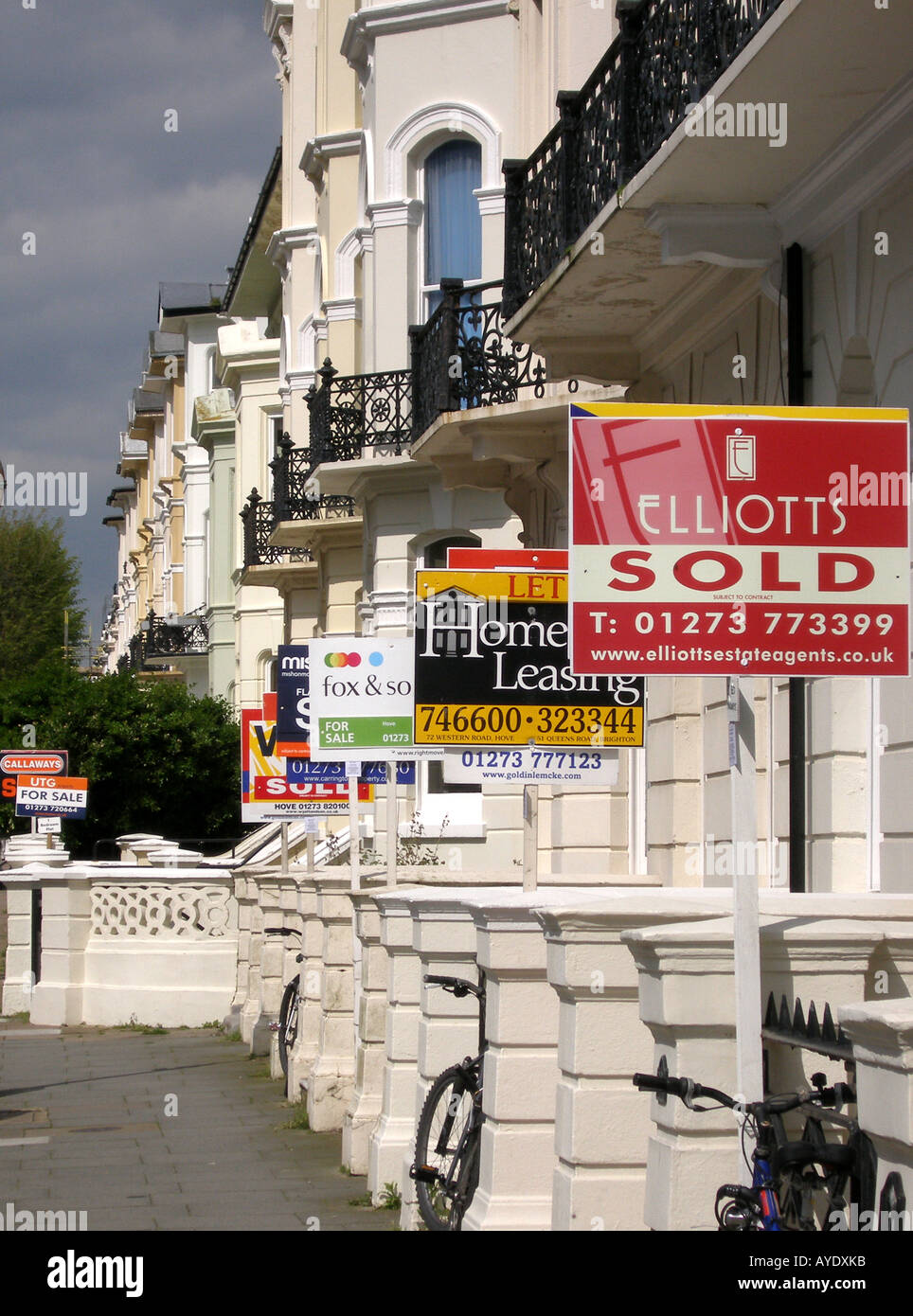 Street of Residential Properties with Estate Agent Signs, Hove, East ...
