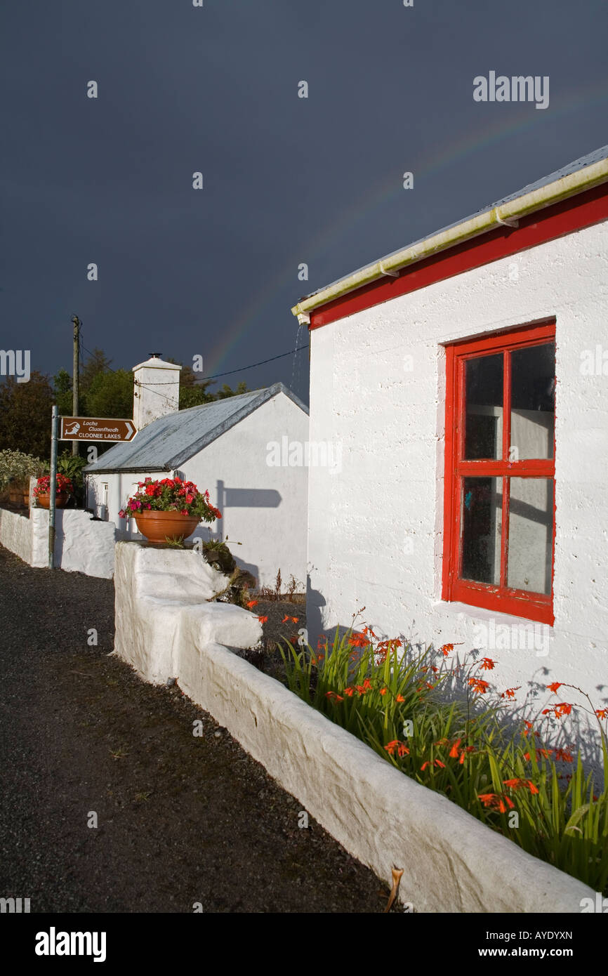 Rainbow over Cottage Cloonee Lakes County Kerry Ireland Stock Photo - Alamy