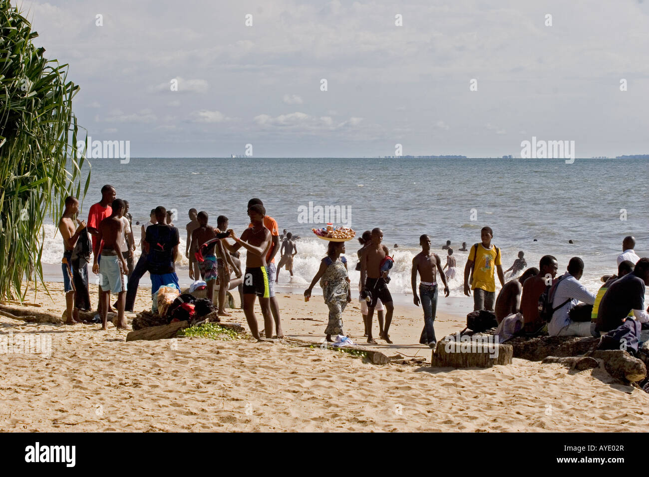 One of the main beach sites in Libreville, Gabon being enjoyed by the ...