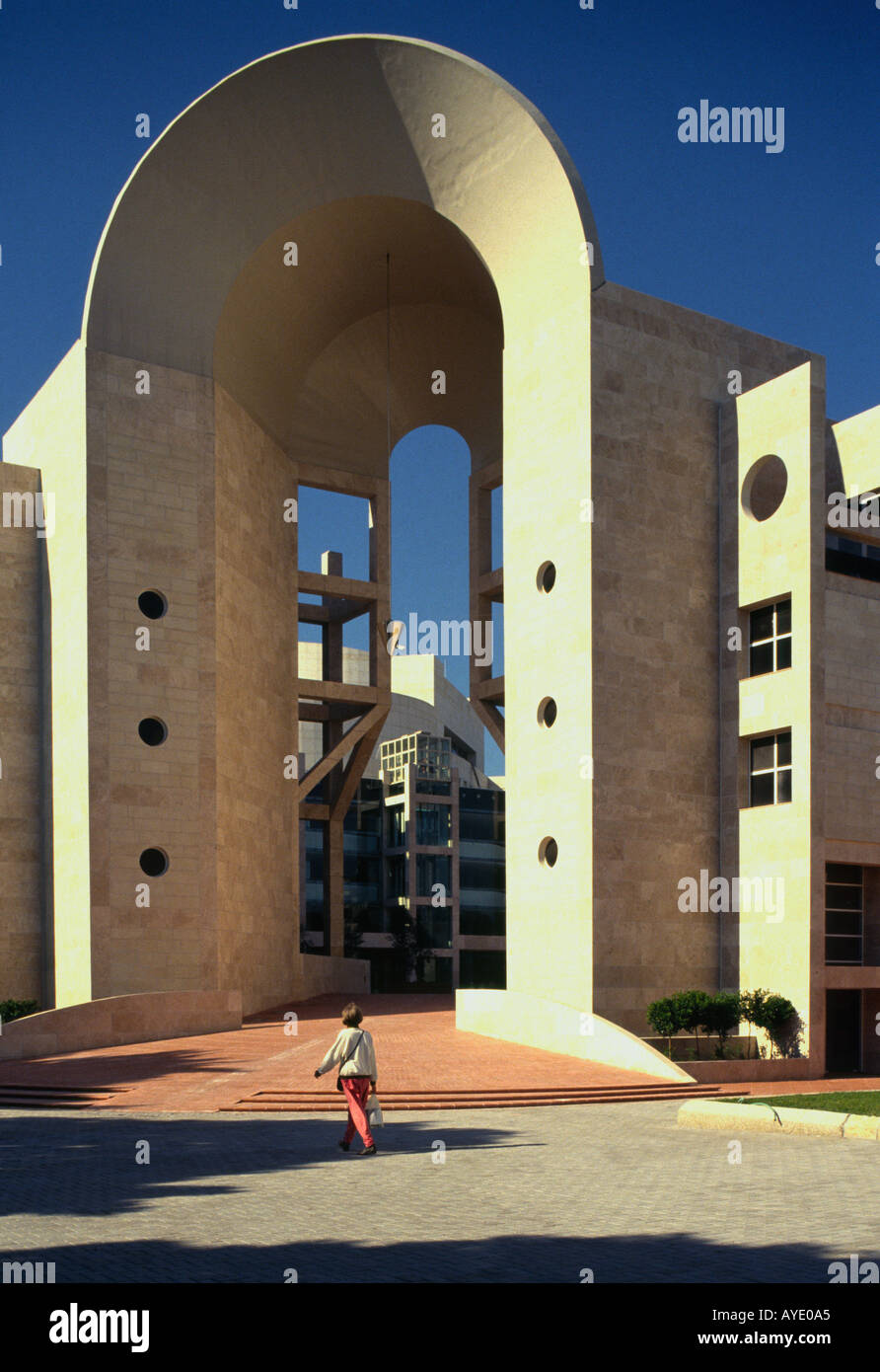 Israel Tel Aviv Golda center Opera House entrance arch with pedestrian ...