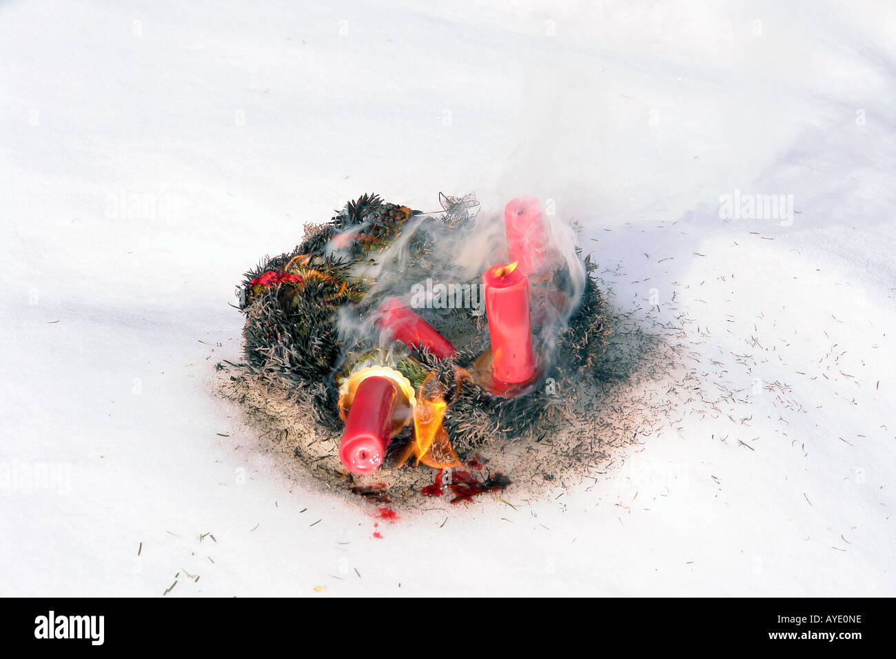 burning advent wreath Stock Photo - Alamy