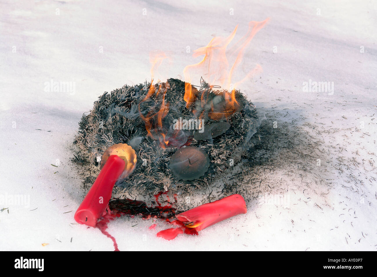 burning advent wreath Stock Photo - Alamy