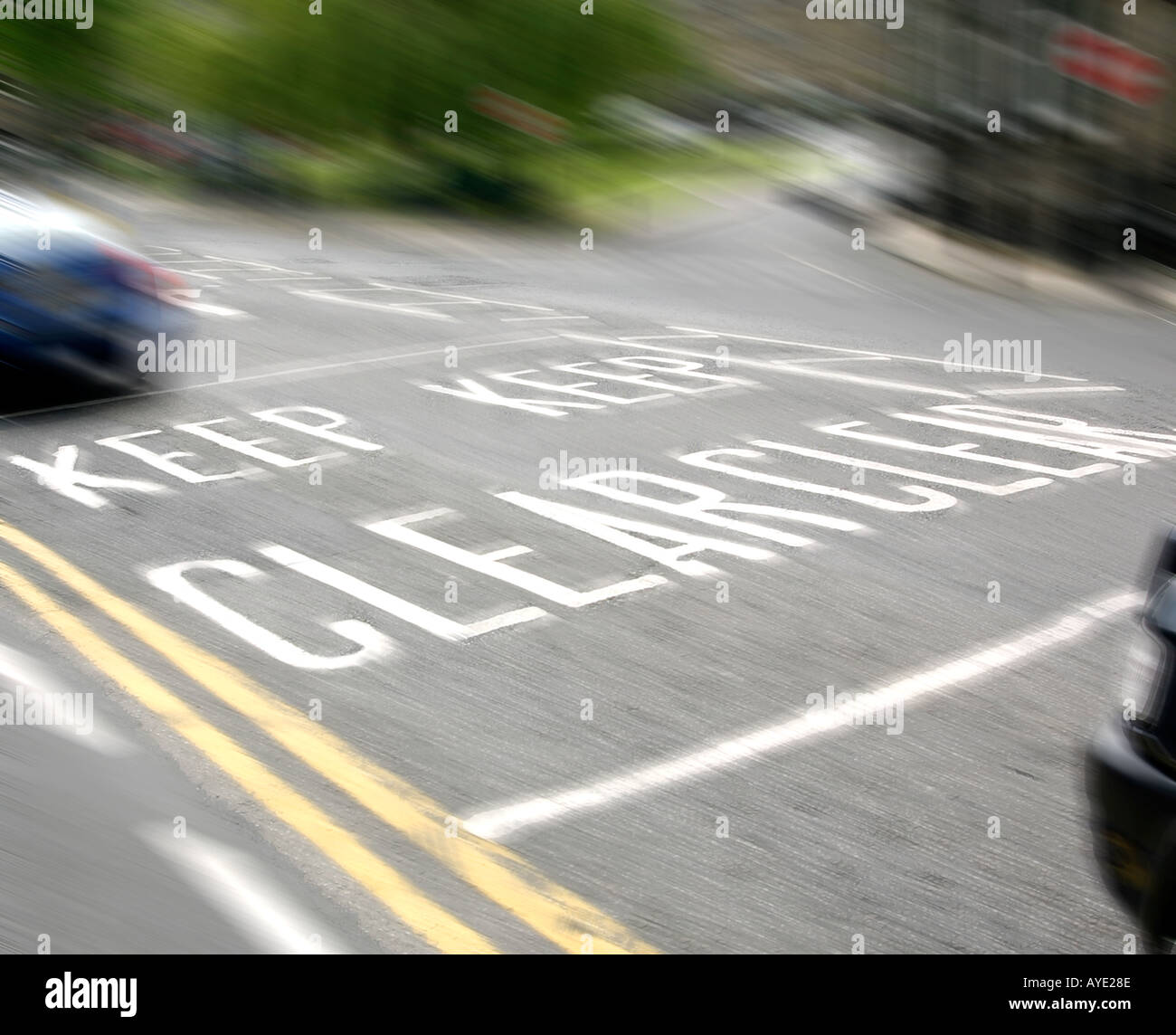 Keep clear road marking hi-res stock photography and images - Alamy