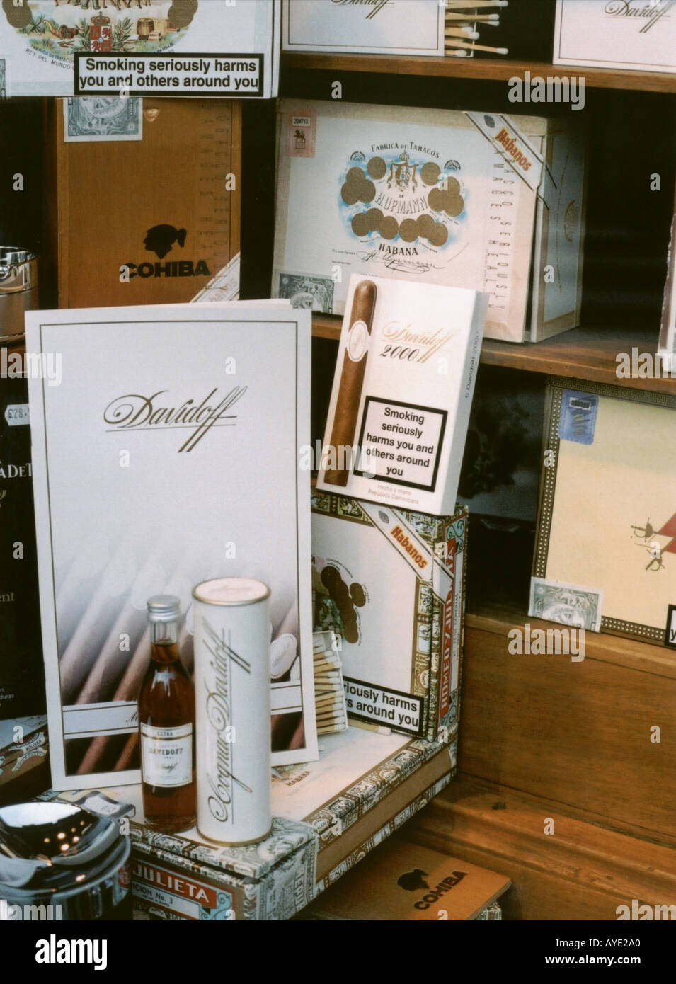 Cigar display in Tobacconists St James s Street London England UK GB ...