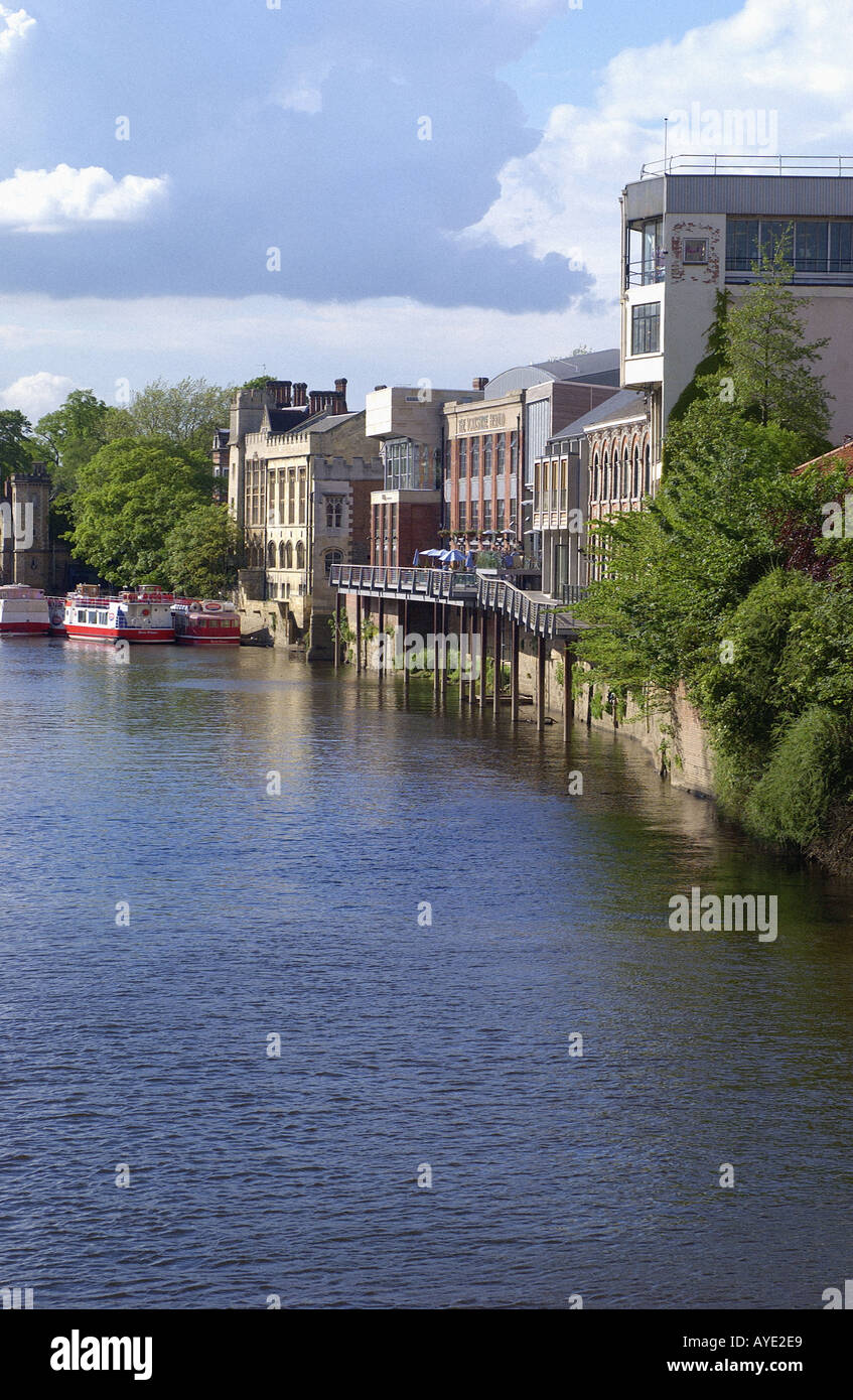 Boat boats buildings river ouse boats buildings river bank hi-res stock ...