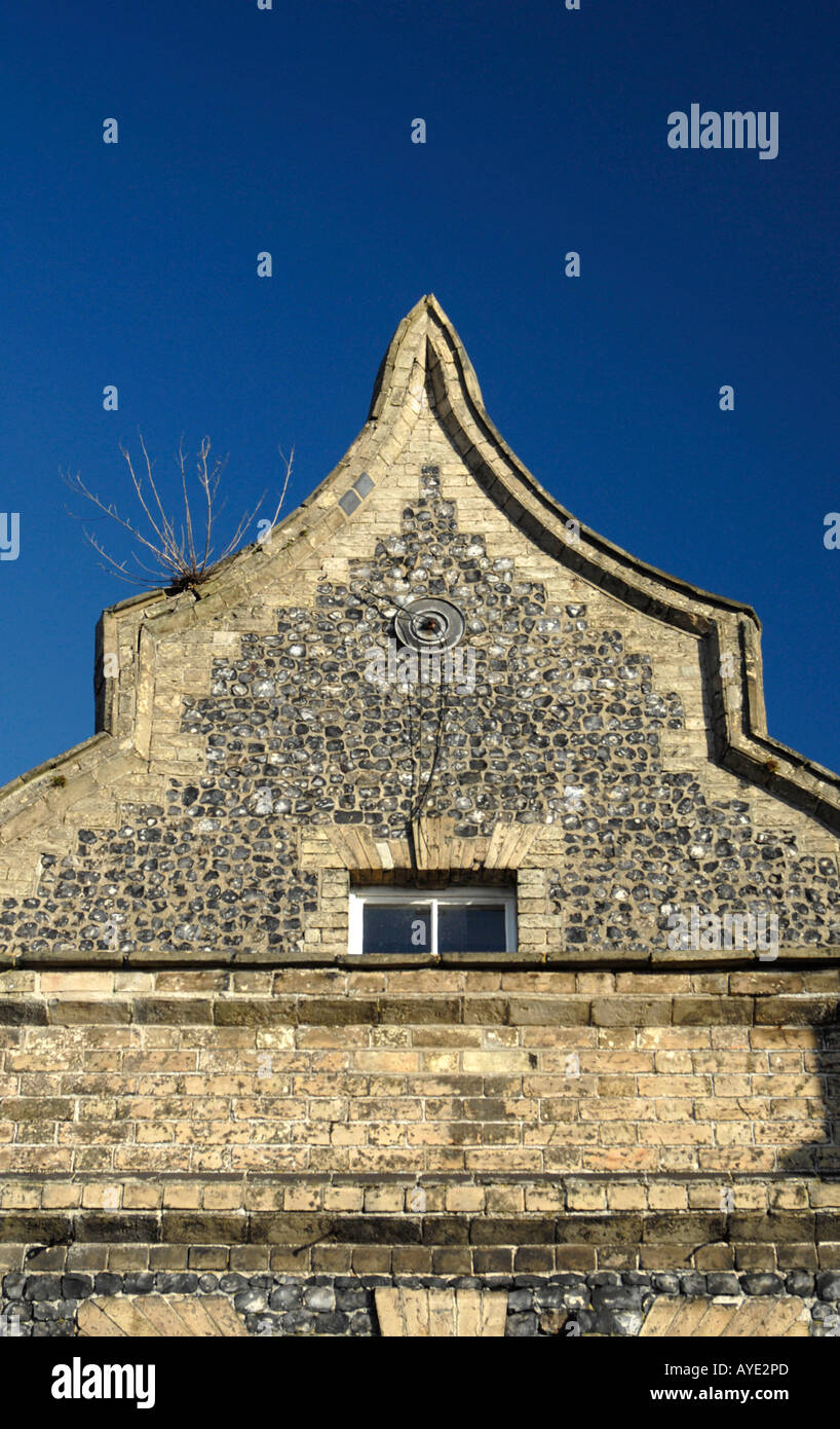 Building detail stone and knapped flint Thetford Railway station ...