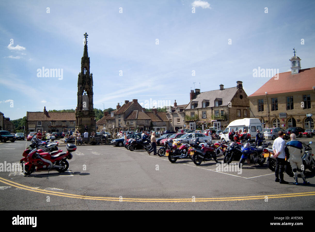helmsley town centre england village quaint bike motor cycle gathering ...