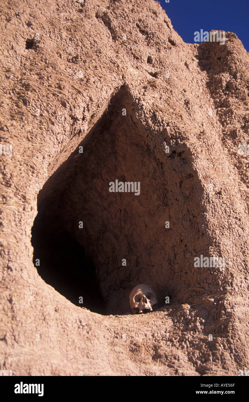 Entrance to Chullpa with human skull Historical burial towers in ...