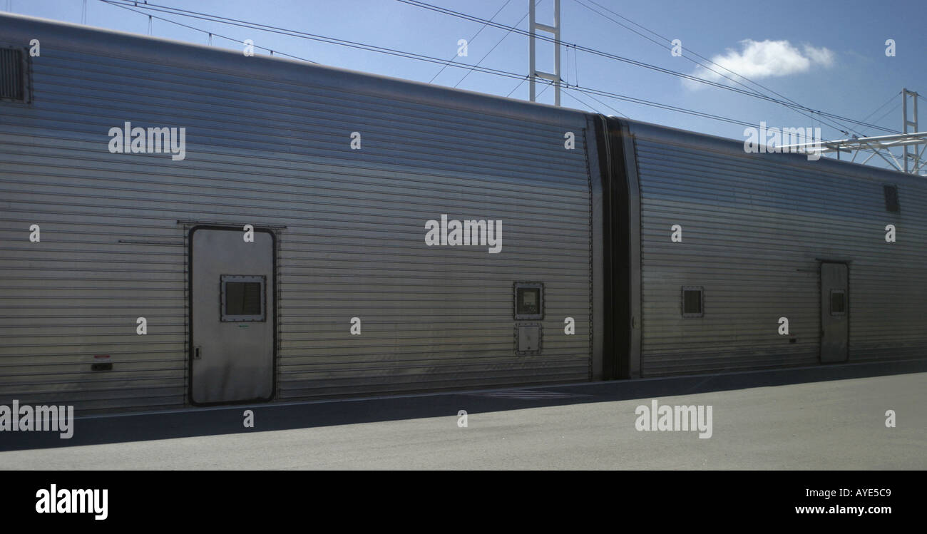 Channel tunnel train external view of carriage container Stock Photo ...