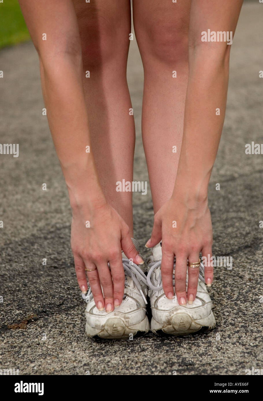Woman toe touch exercise hi-res stock photography and images - Alamy