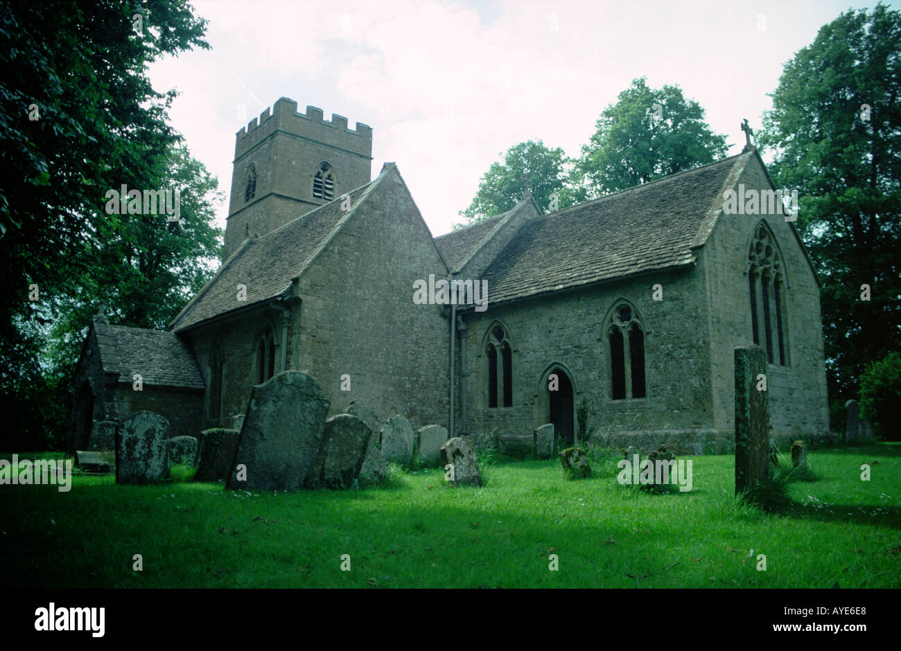 Small church with graveyard The Cotswolds England Europe Stock Photo ...