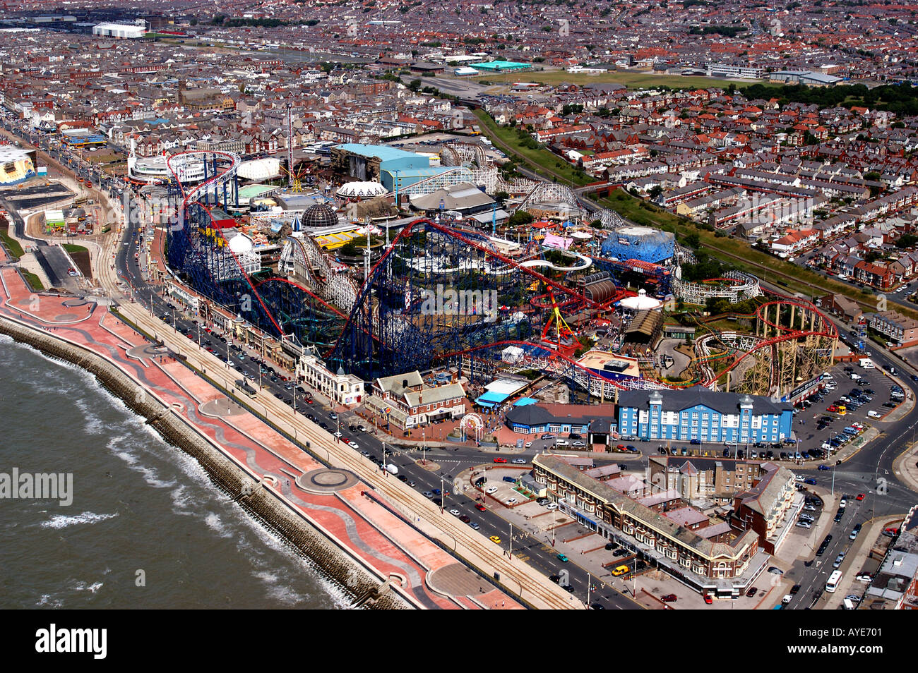 Aerial view of Blackpool Pleasure Beach Lancashire England Uk Stock ...