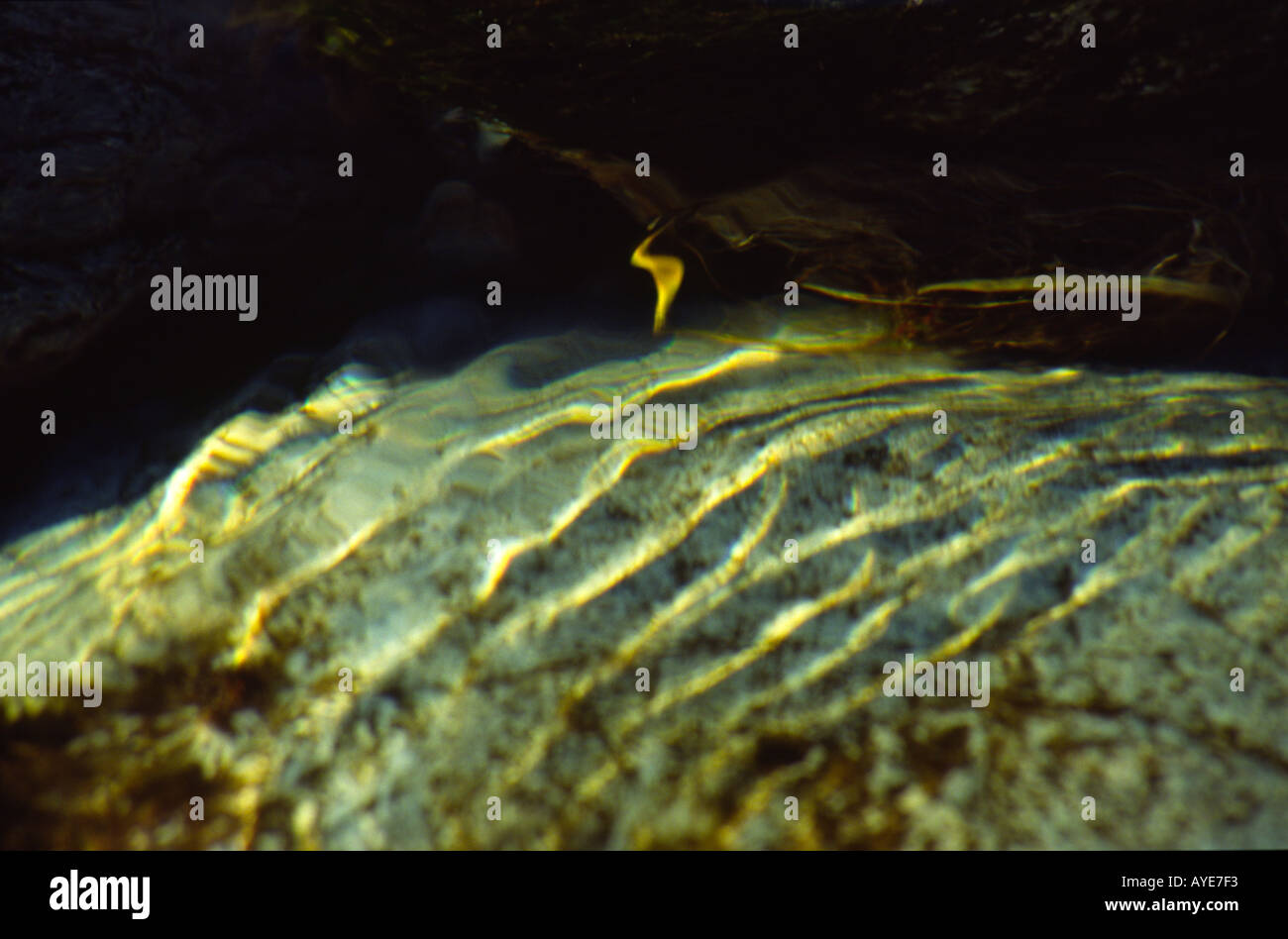 water ripple texture on stream surface running over stone boulders ...