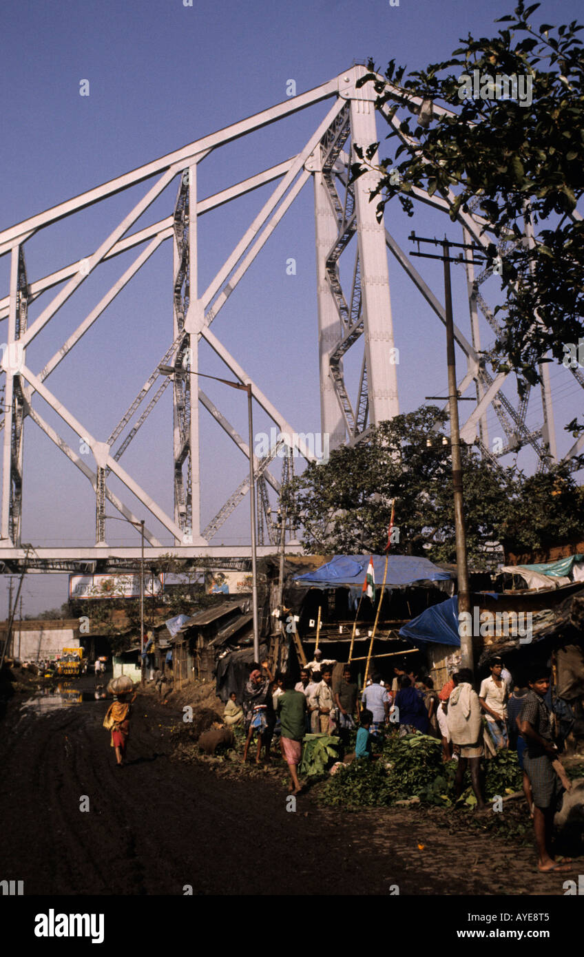 North India Local Caption Calcutta Howrah Bridge Stock Photo - Alamy