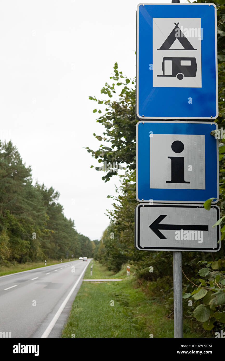 Camping road sign Stock Photo - Alamy