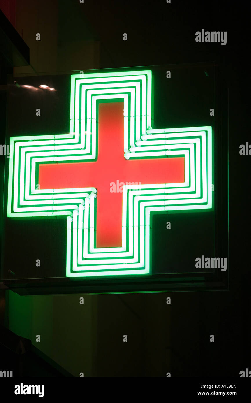 Neon sign for a chemist Stock Photo - Alamy