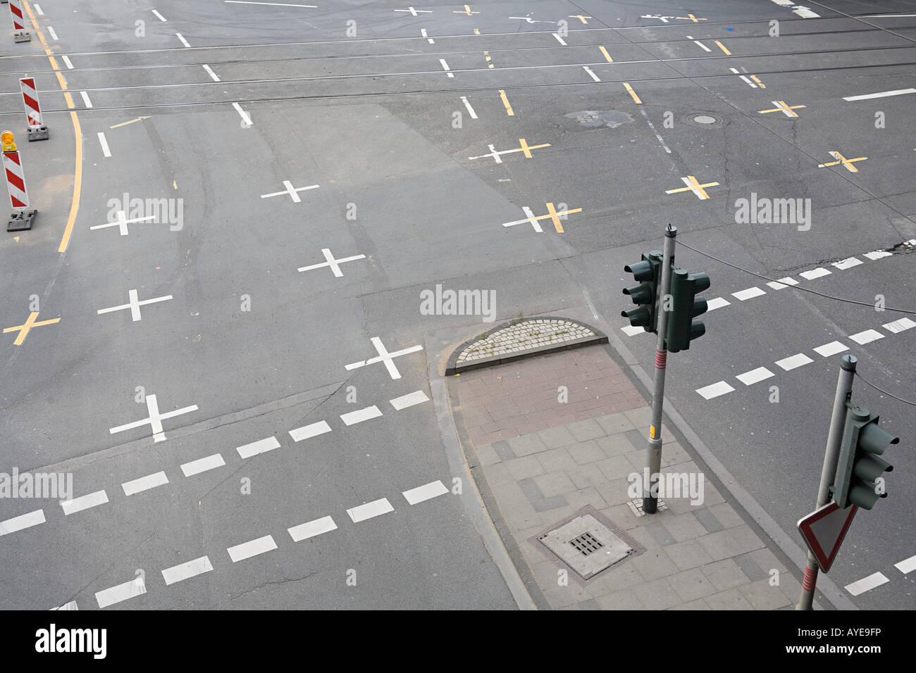 Tram lines on a road Stock Photo - Alamy