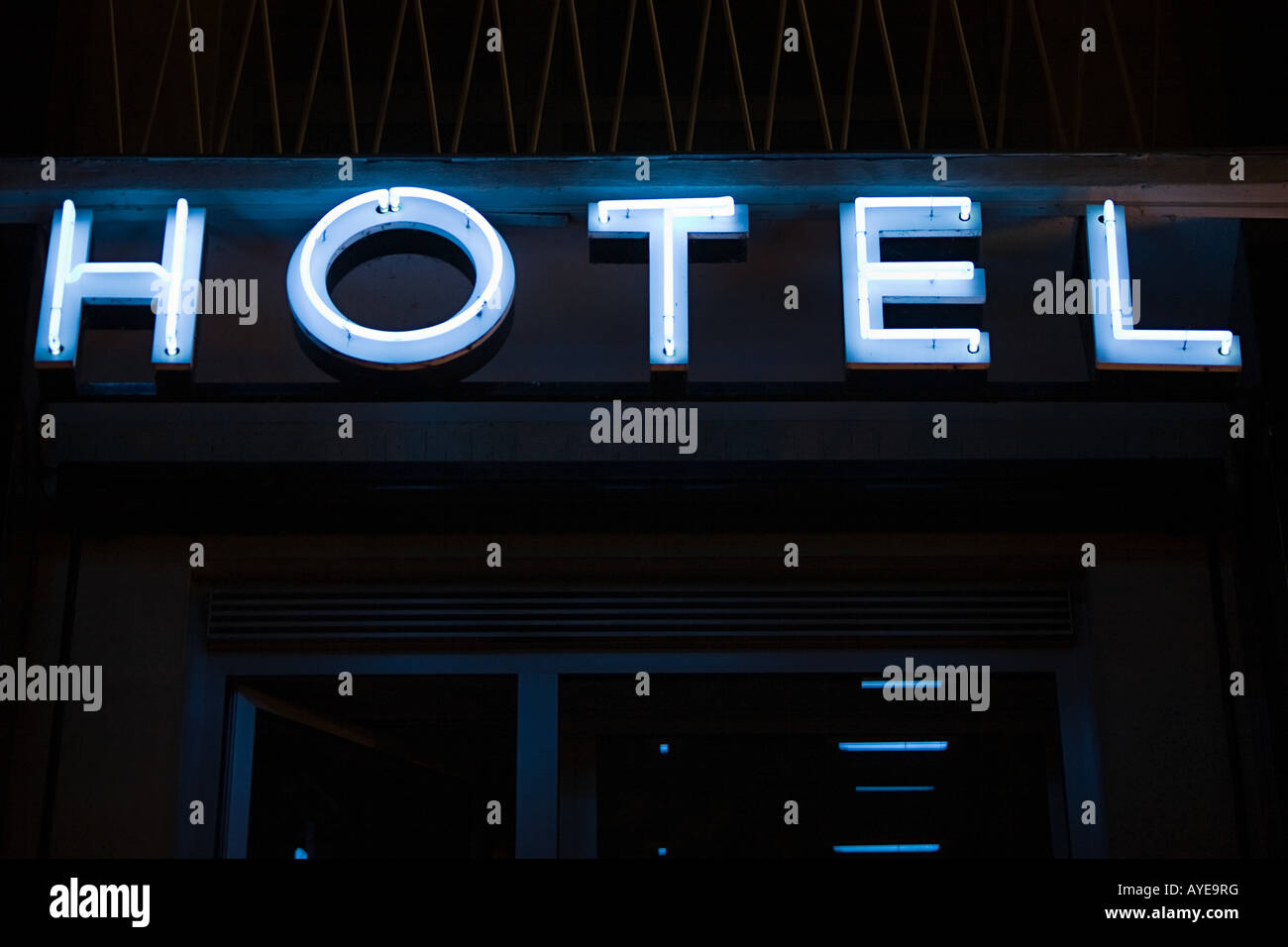 Neon sign for a hotel Stock Photo - Alamy