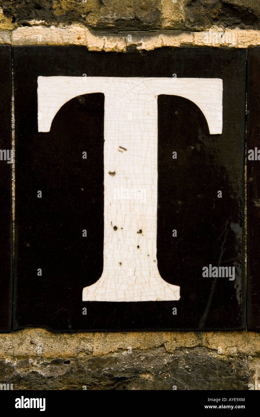 The letter T from street sign London England UK Stock Photo - Alamy