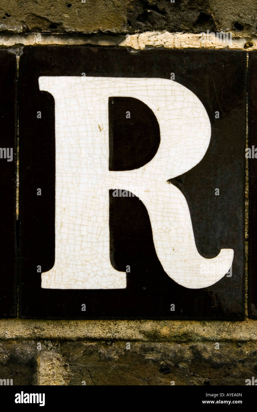 The letter R from street sign London England UK Stock Photo - Alamy