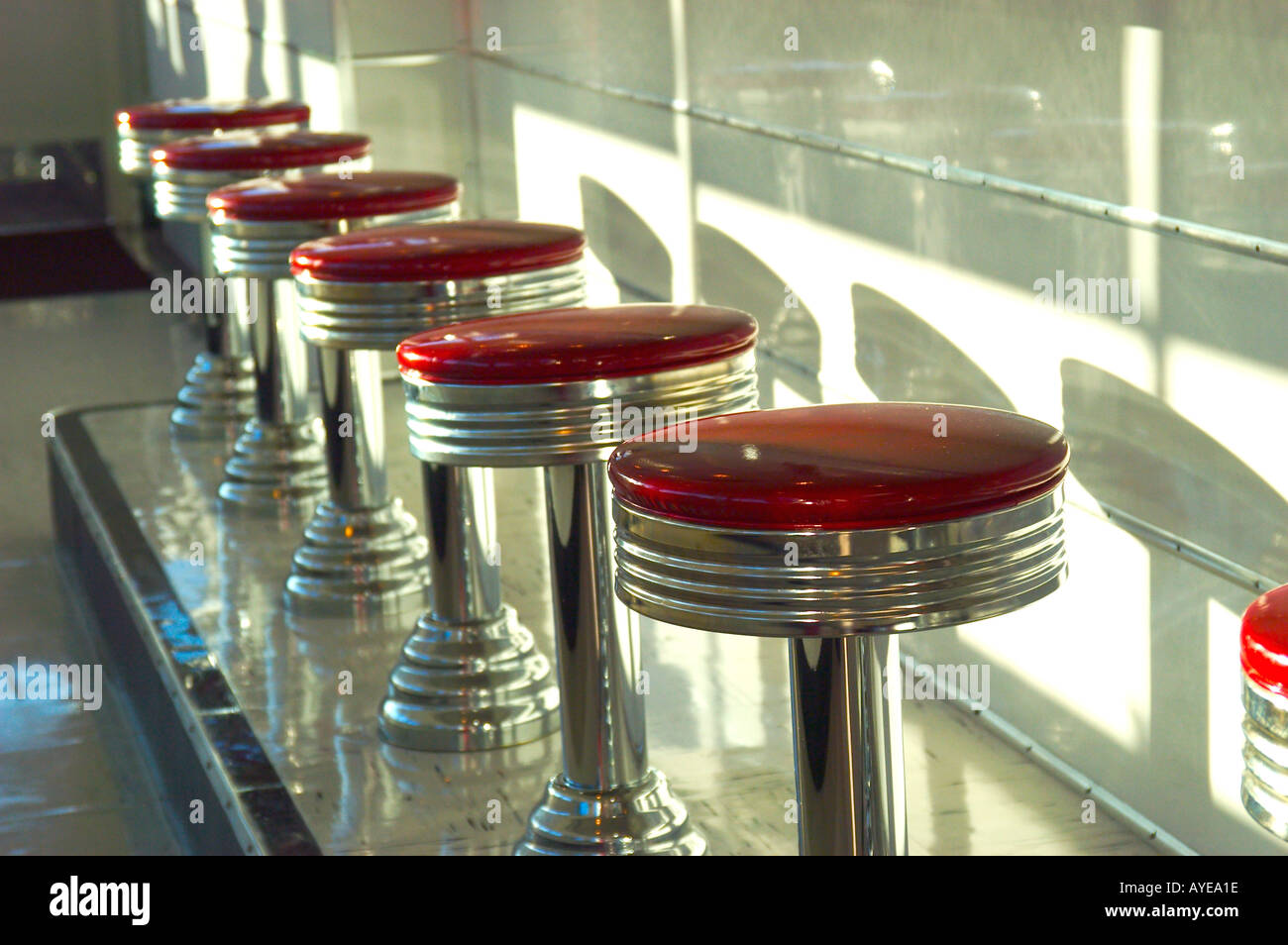 diner stool counter chairs Stock Photo - Alamy