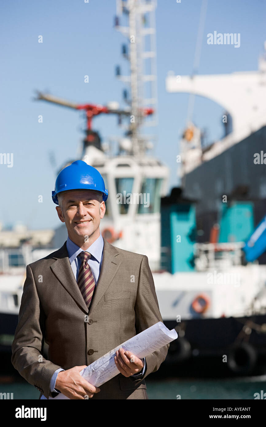 Engineer at harbour Stock Photo - Alamy
