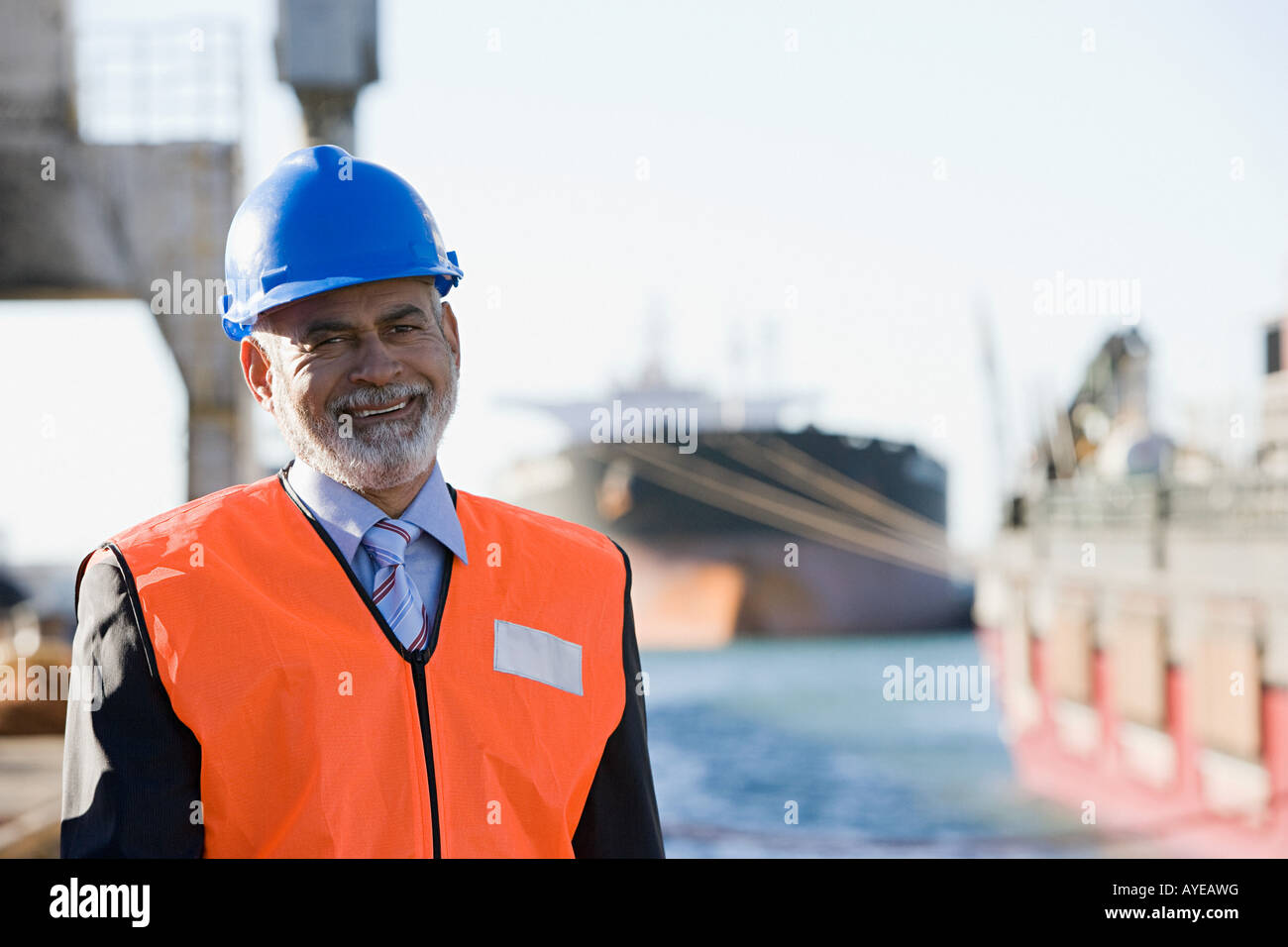 Engineer at harbour Stock Photo - Alamy