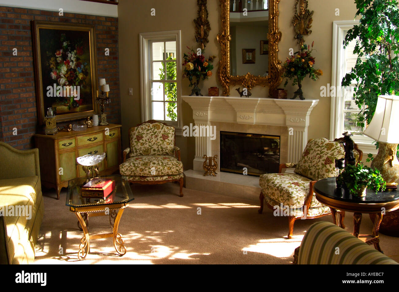 Formal living room fireplace hi-res stock photography and images - Alamy