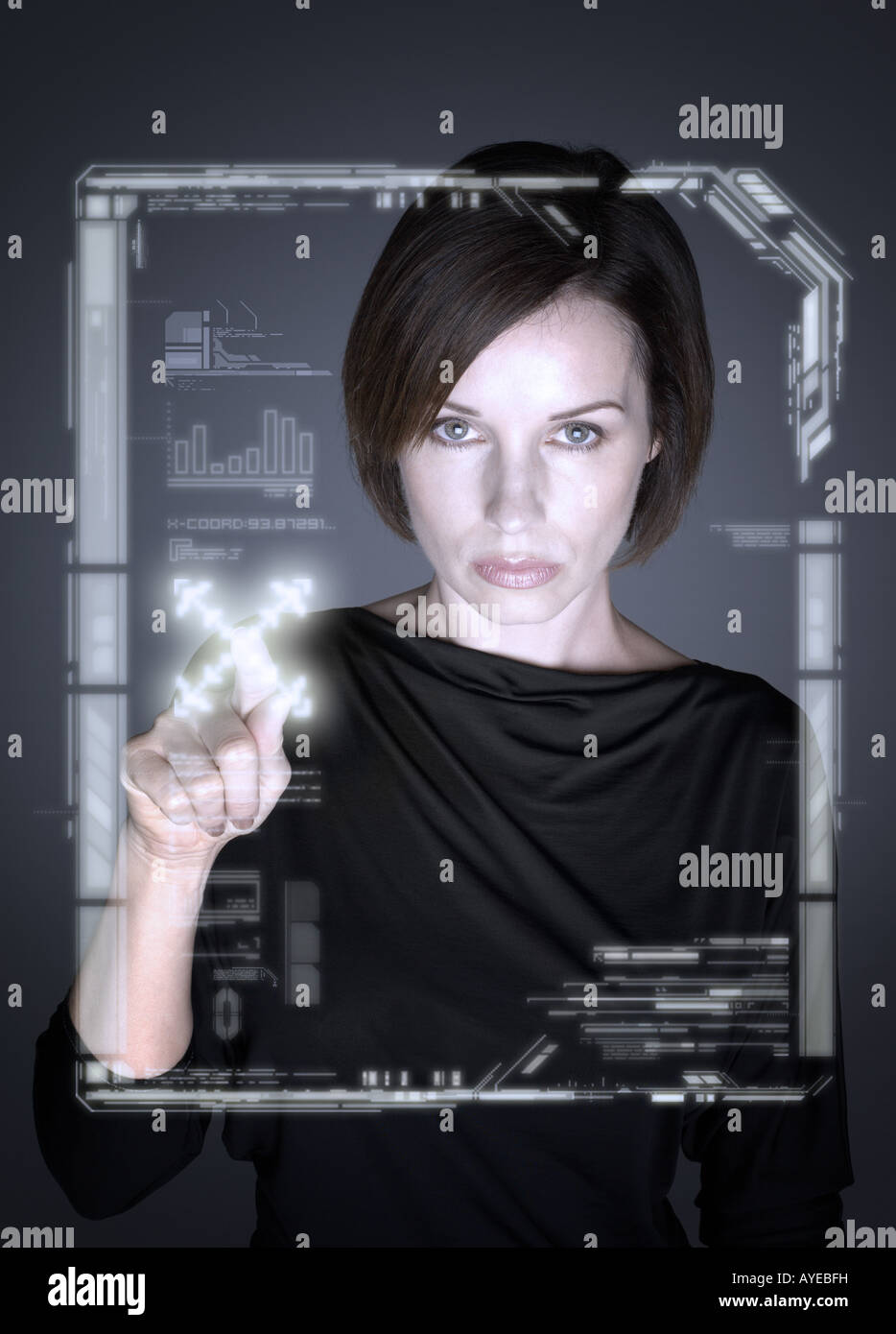 Woman with touch screen Stock Photo - Alamy