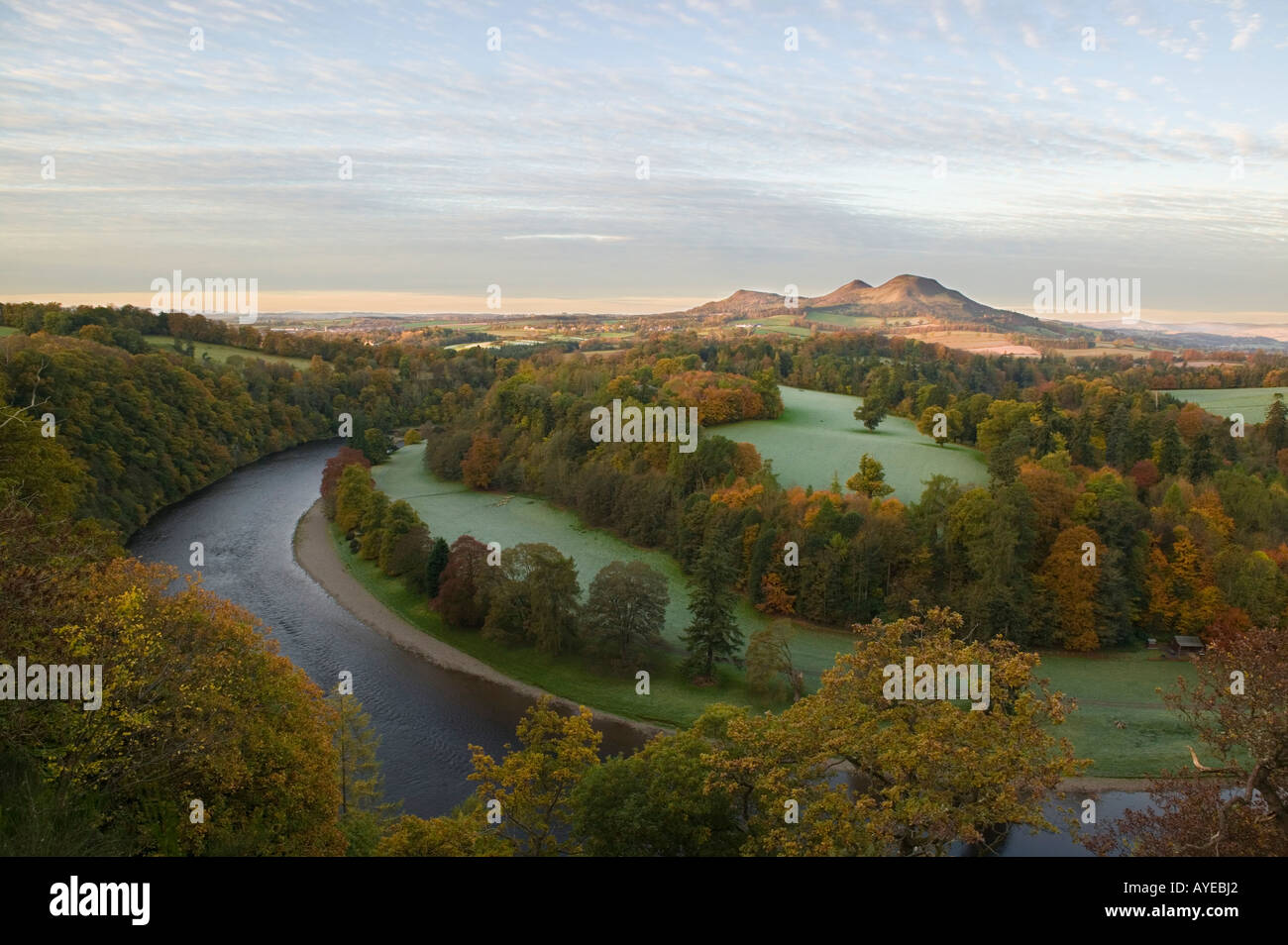 The Eildon Hills and the River Tweed from Scotts Viewpoint, near ...