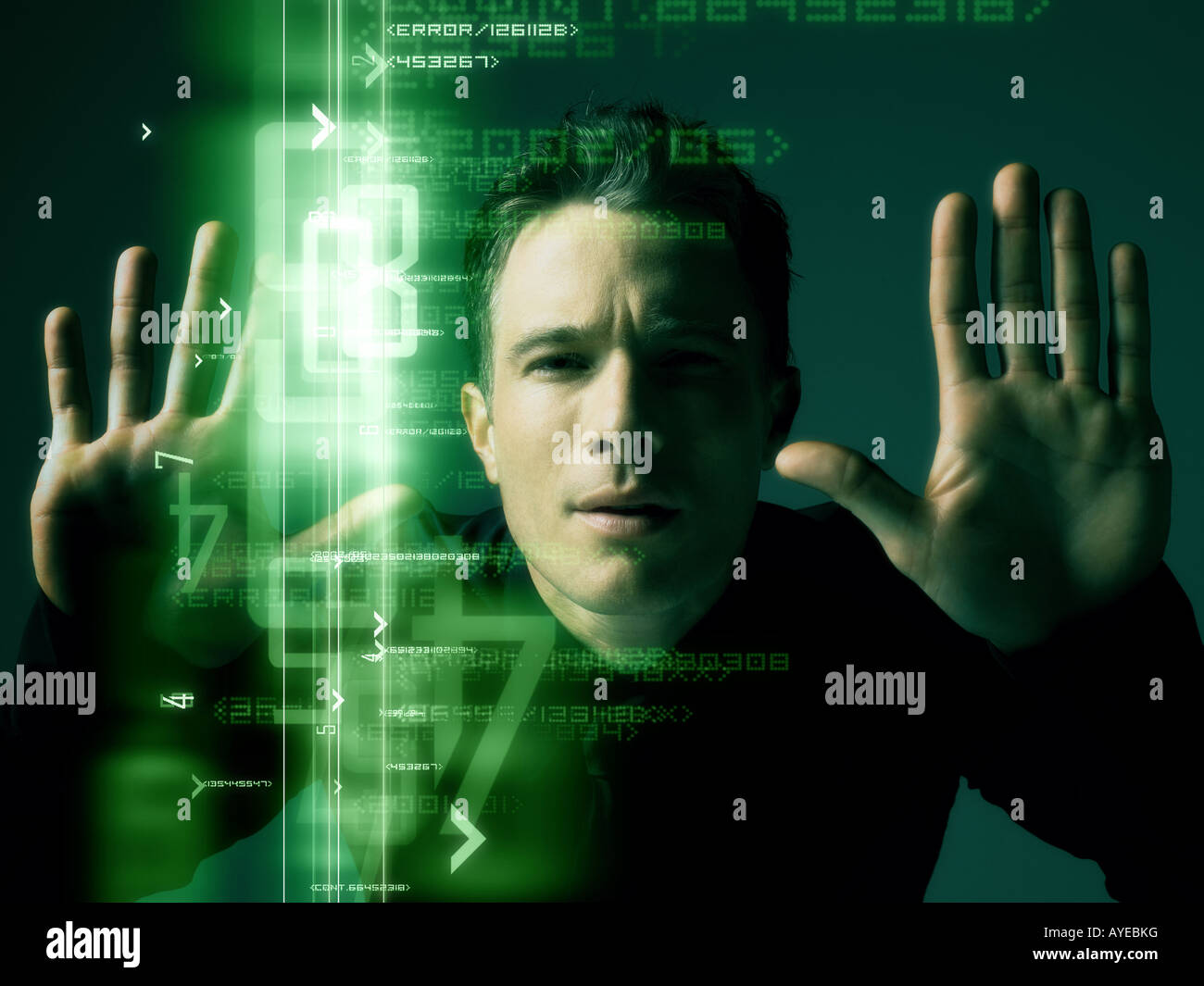 Man and technology Stock Photo - Alamy