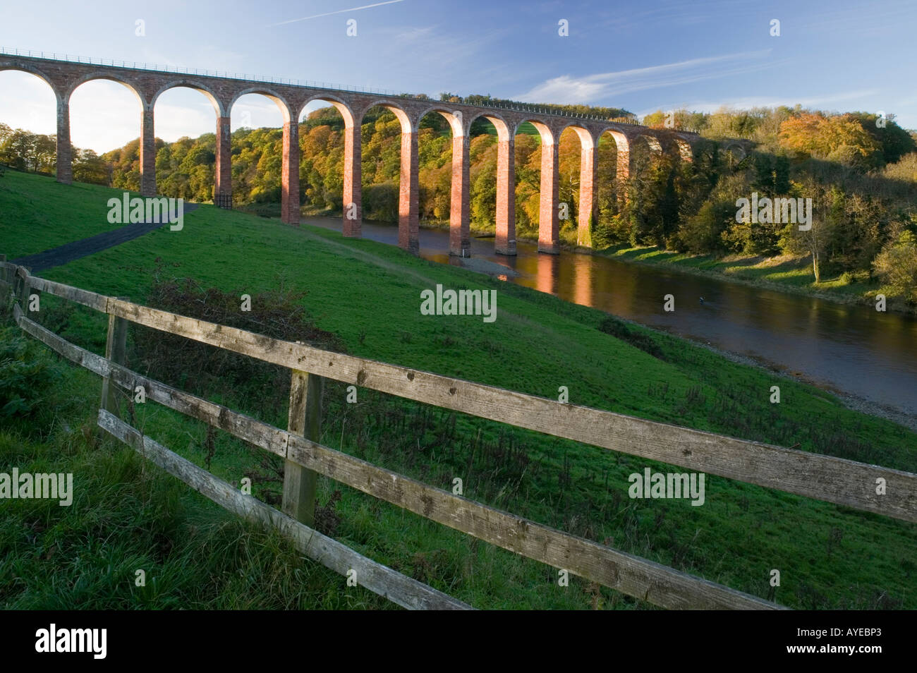 The Leaderfoot Viaduct which crosses the River Tweed, near Melrose ...