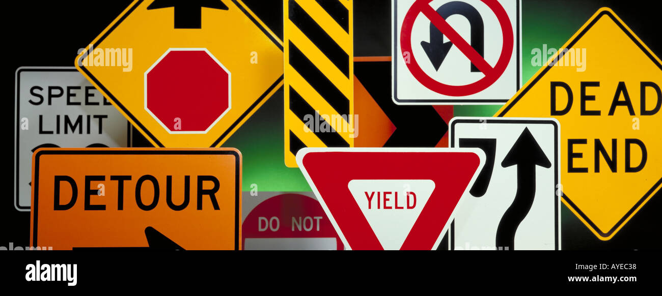 American road signs hi-res stock photography and images - Alamy