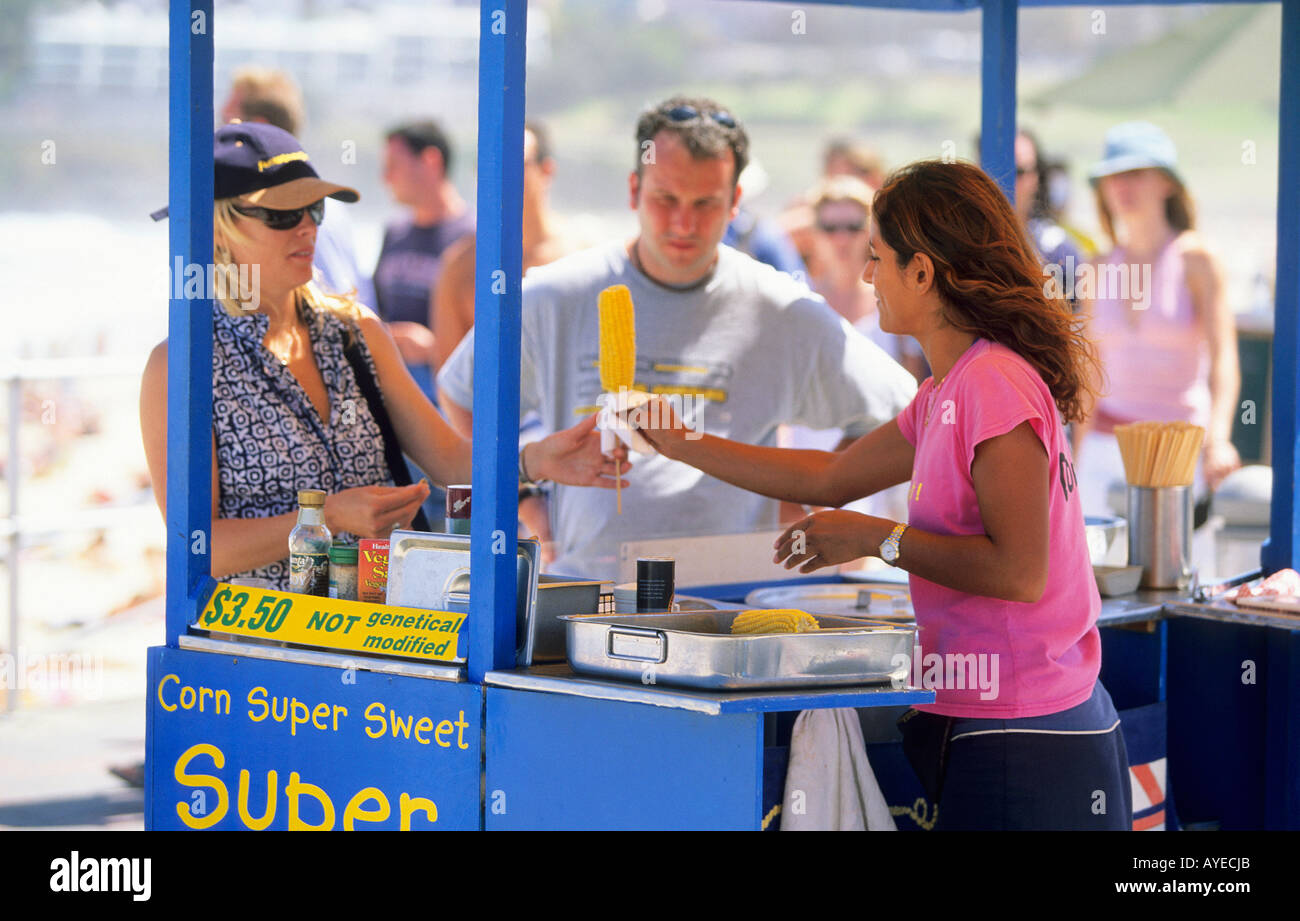 Sweet corn vendor selling sweet corn at Bondi Beach Sydney Stock Photo ...