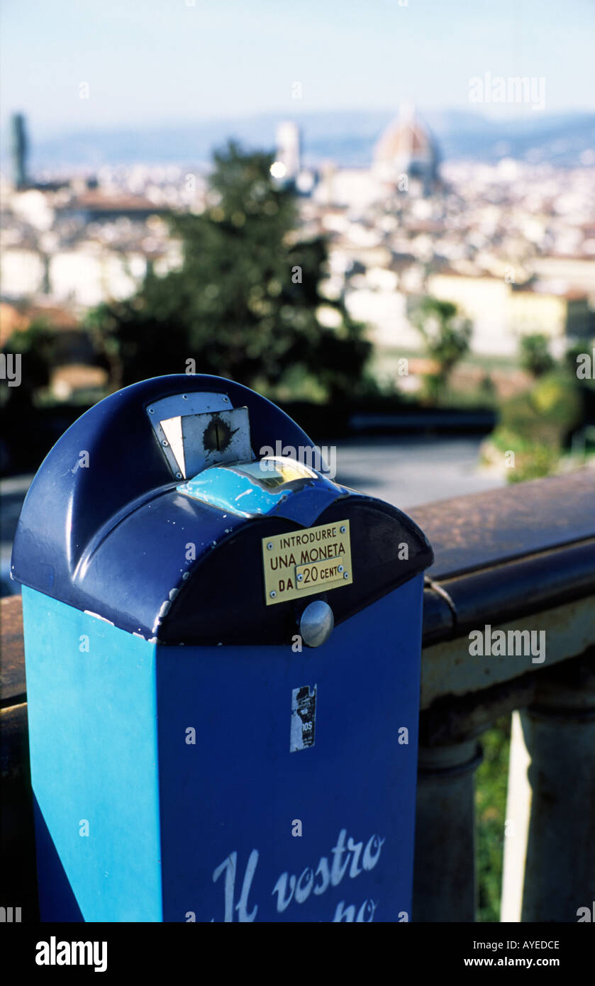 Old coin operated dispensing machine in Piazzale Michelangelo showing ...