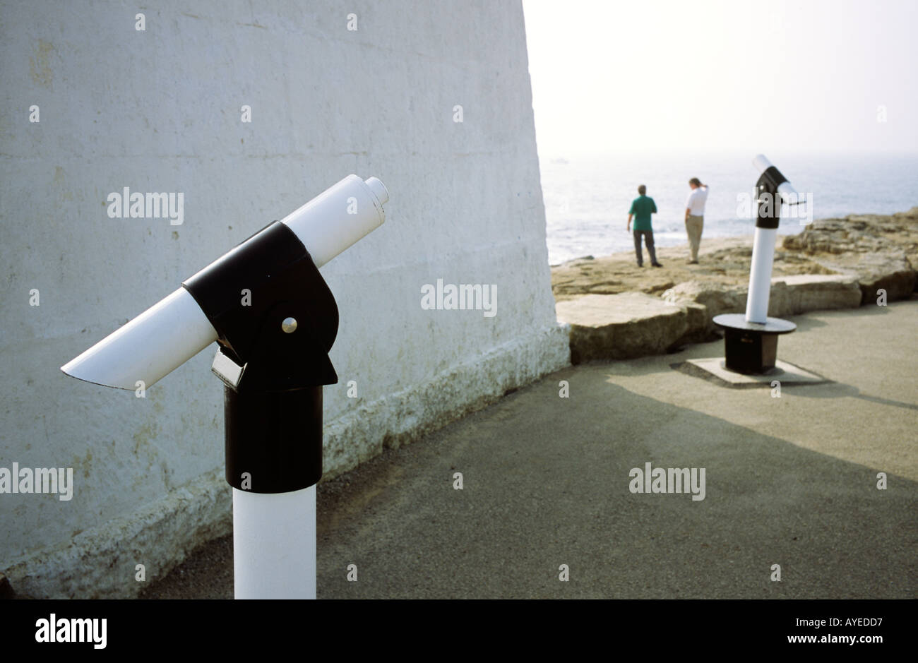 Public telescopes at Portland Bill Lighthouse Isle of Portland Dorset ...