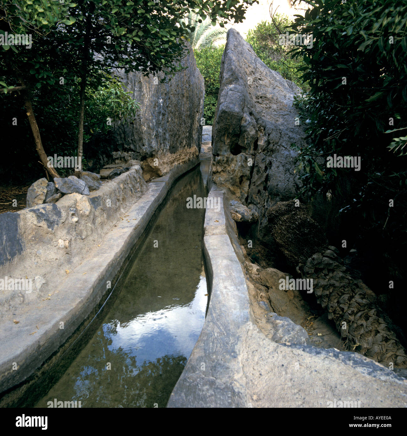 Omani falaj which is a trough to take water to gardens for irrigation ...