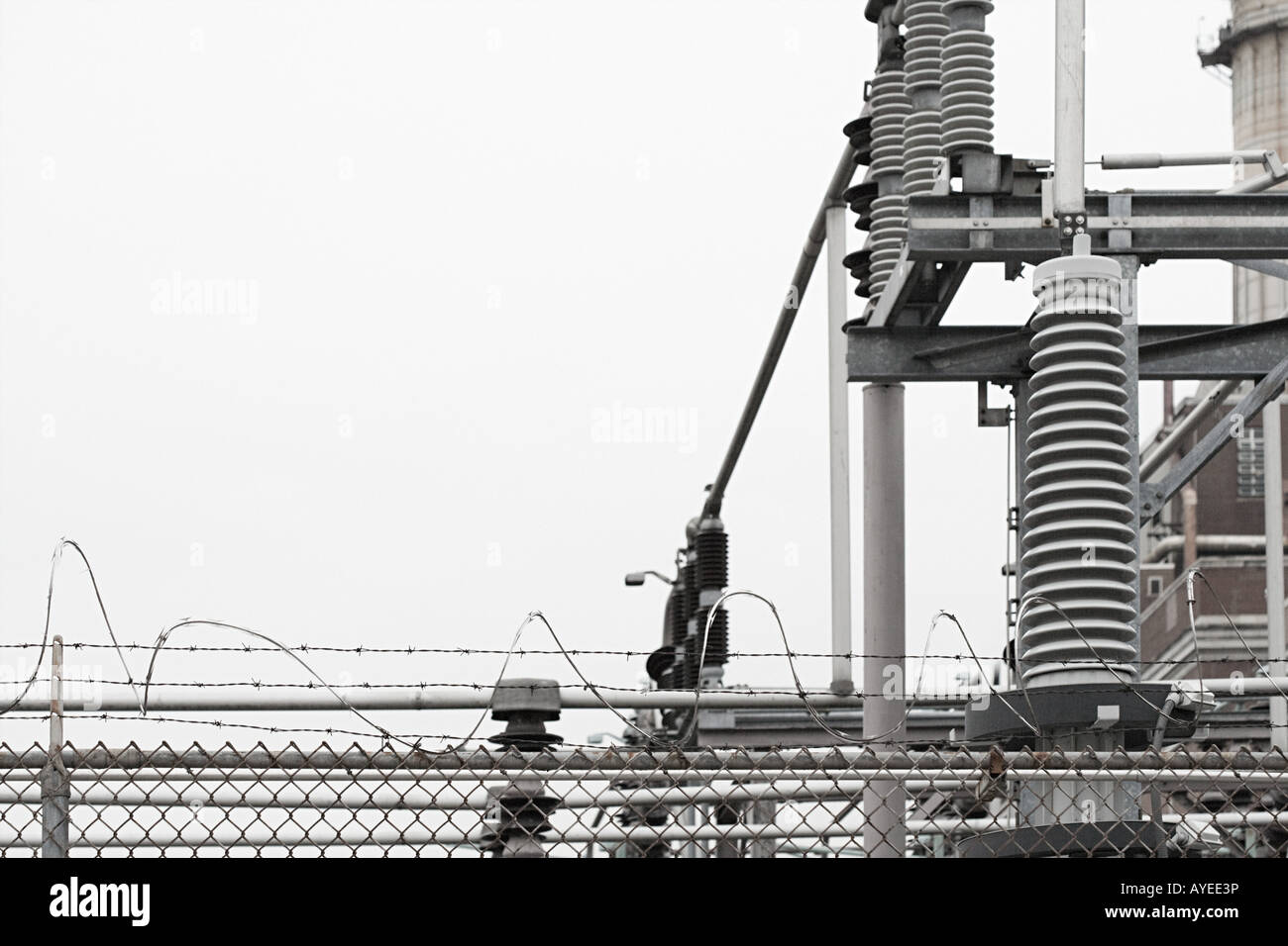 Barbed wire and transformer Stock Photo - Alamy