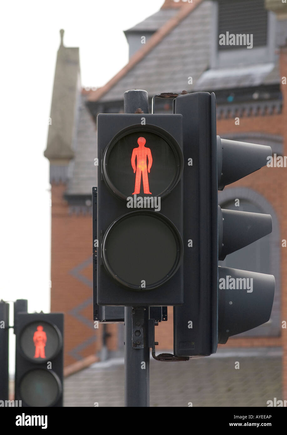 Traffic lights with red stop man Stock Photo - Alamy