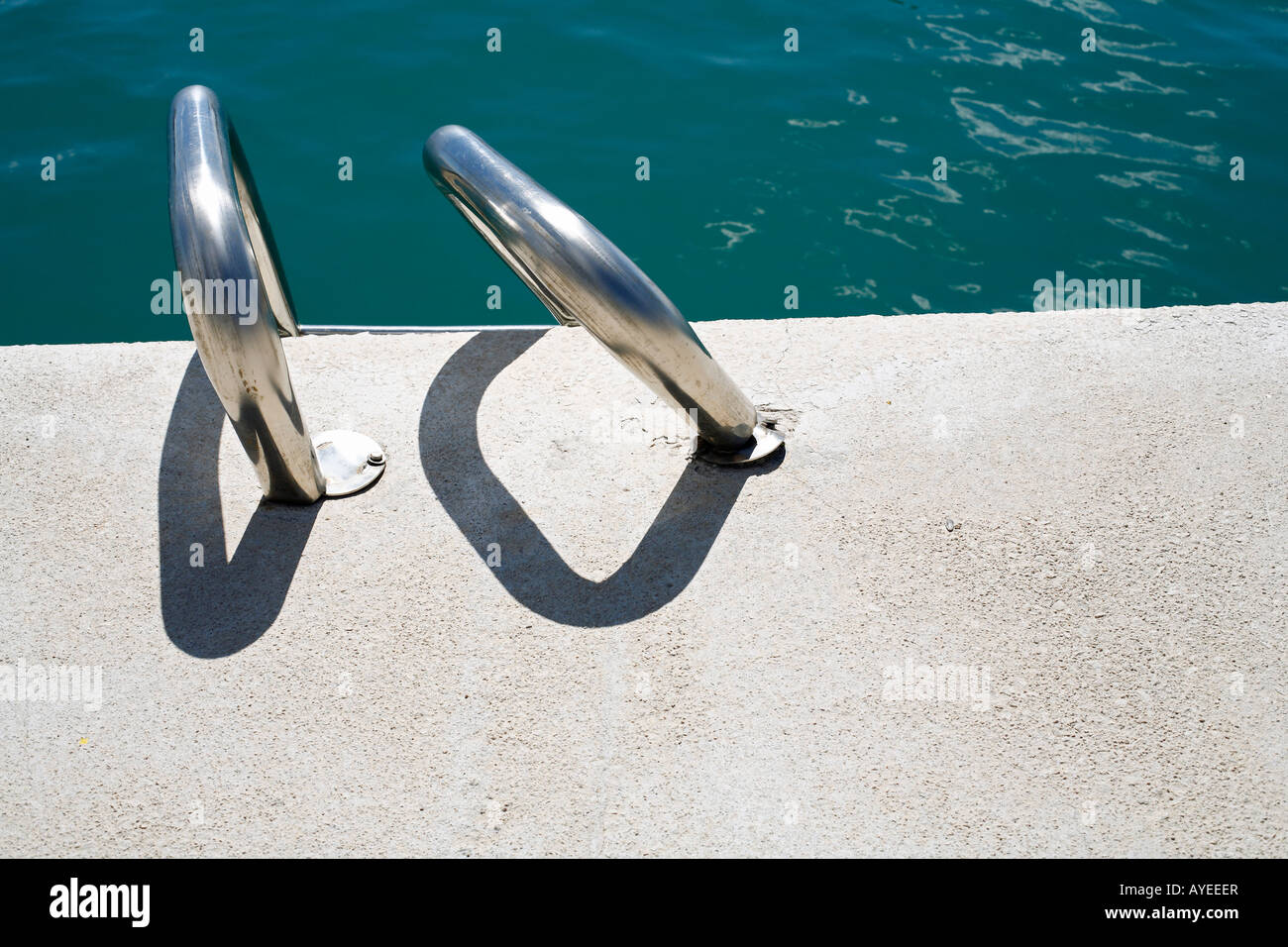 Damaged stainless steel ladder in a Valencia Port, Spain Stock Photo ...
