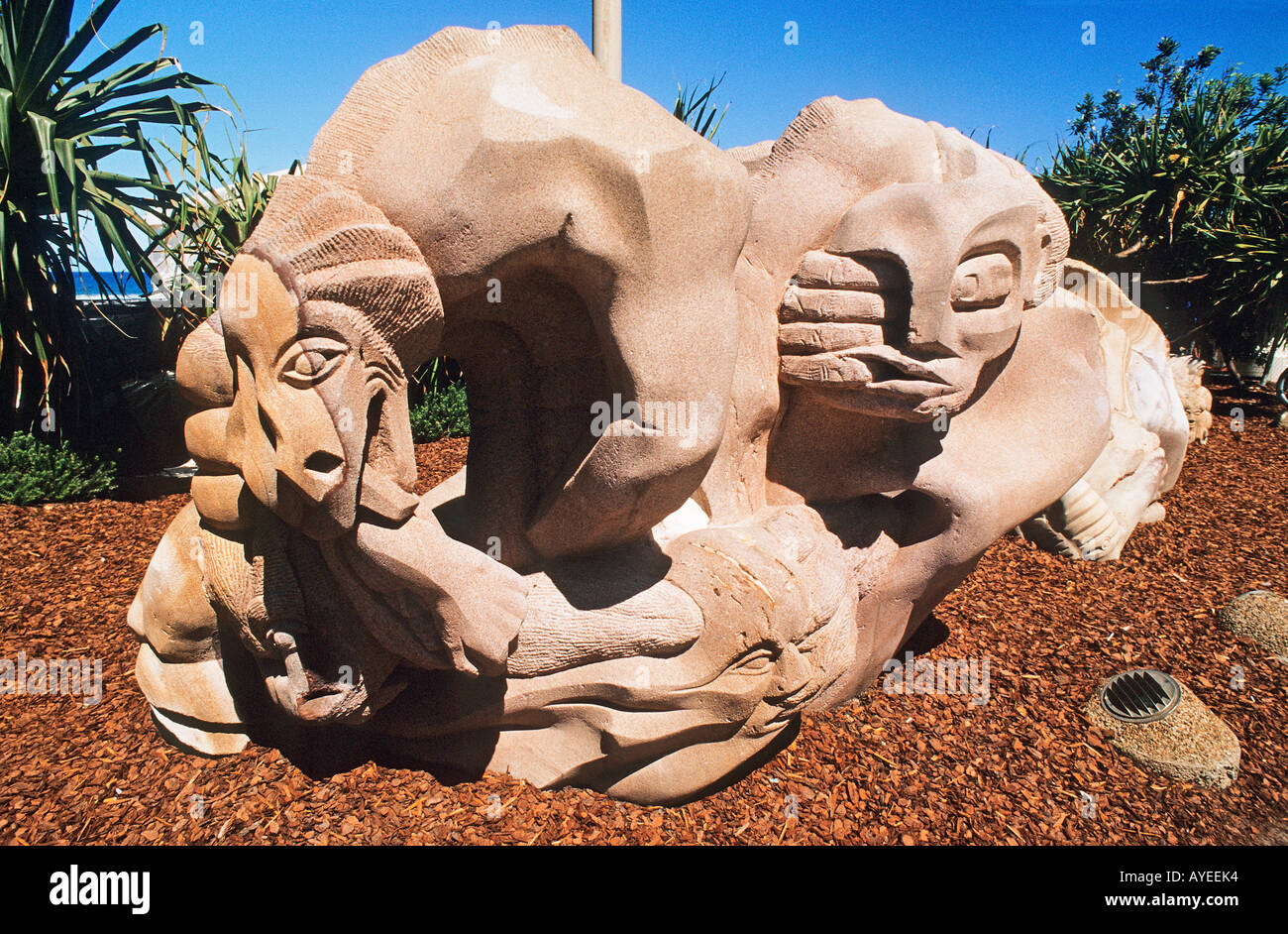 Detail of futuristic abstract rock sculpture at Surfers Paradise Stock ...