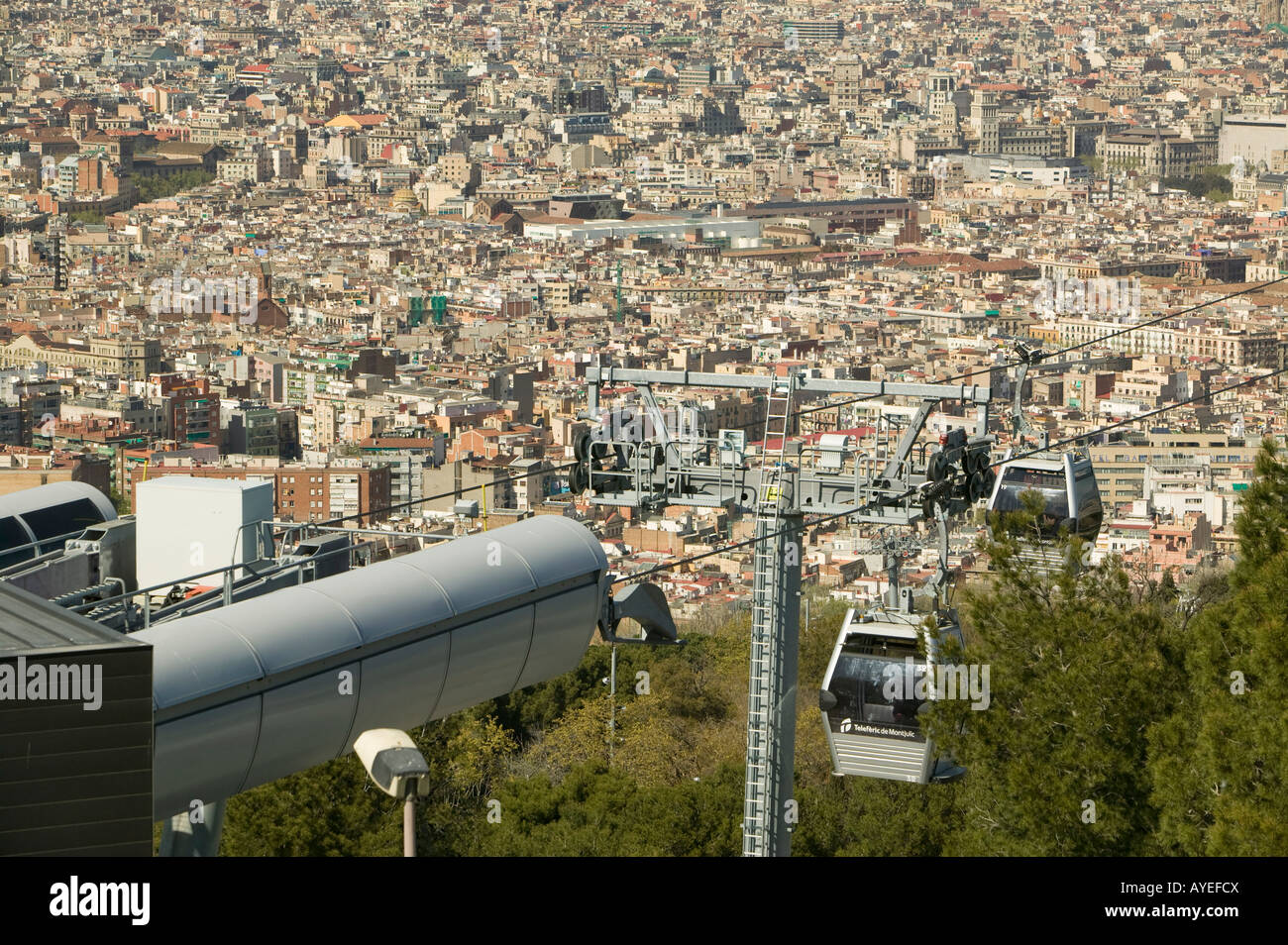 Spain, Barcelona, teleferico, cable car, railway, monjuic, travel ...