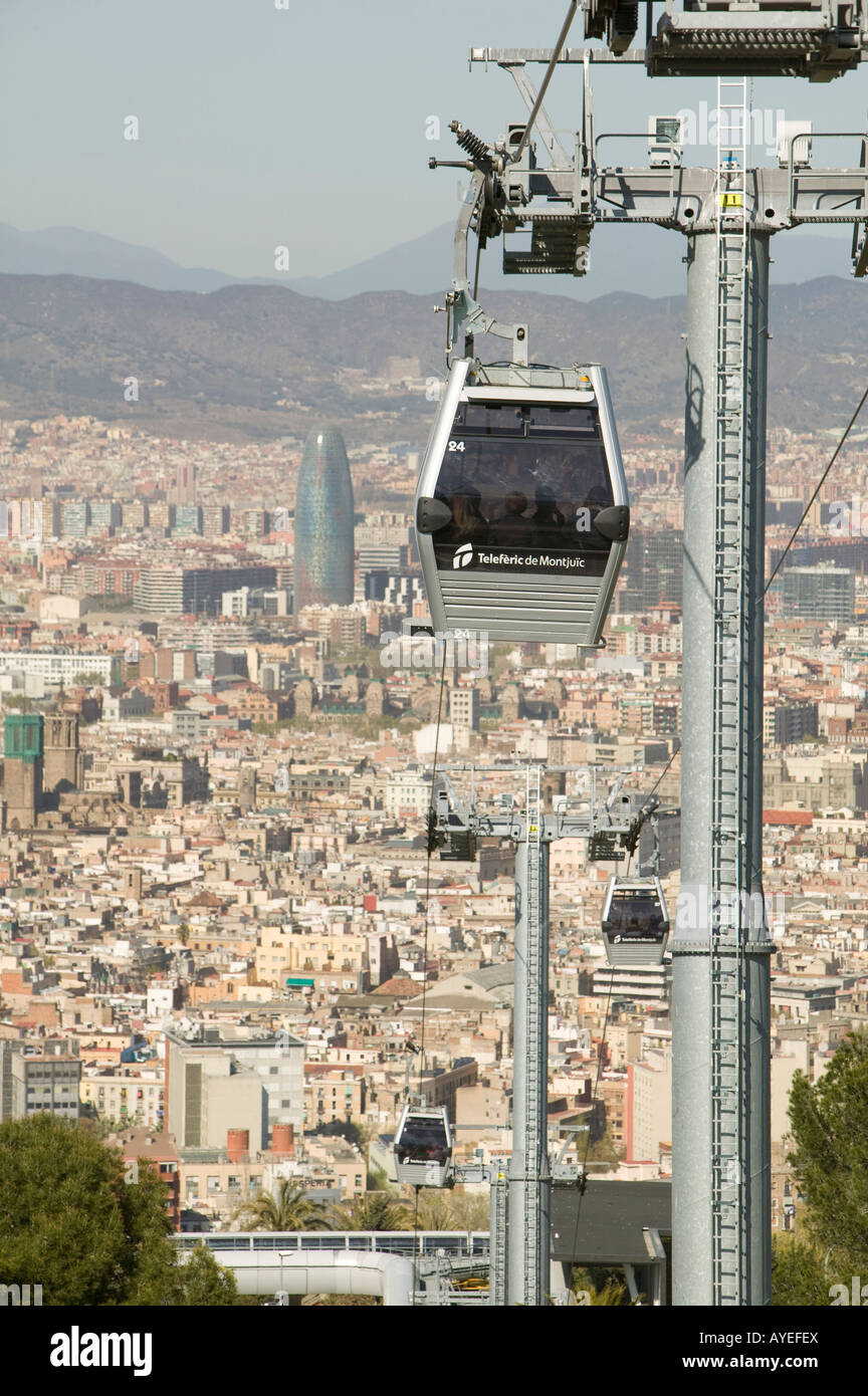 Spain, Barcelona, teleferico, cable car, railway, monjuic, travel ...