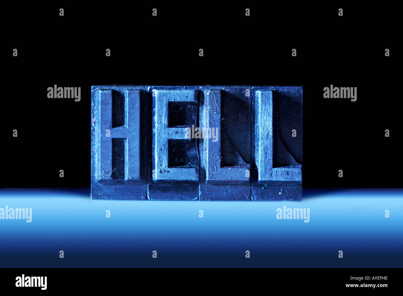 Hell Concept Letterpress Type Closeup Stock Photo - Alamy