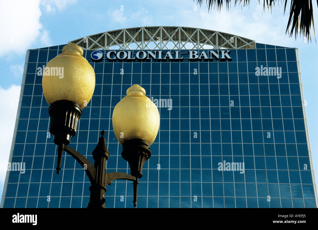 A lamppost seen in front of the Colonial Bank building in Downtown ...