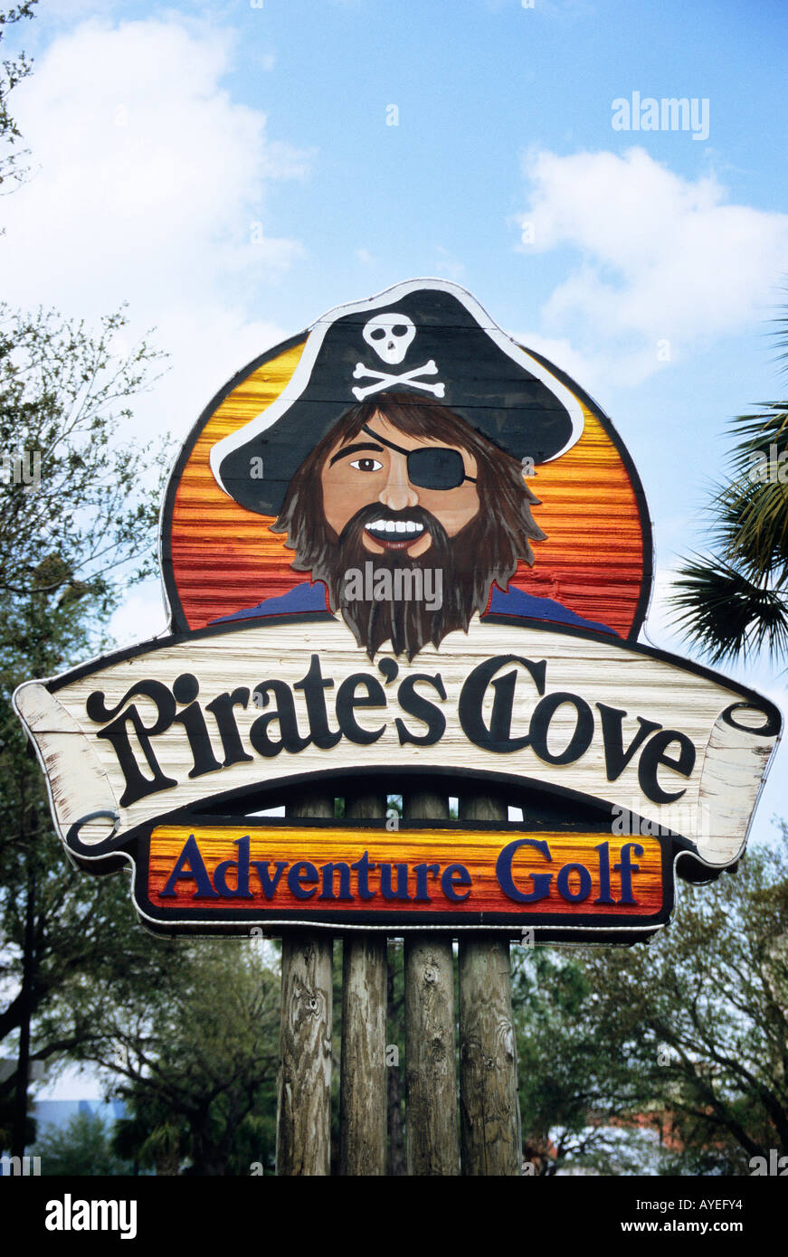 Pirates Cove Adventure Golf sign on International Drive Orlando Stock ...