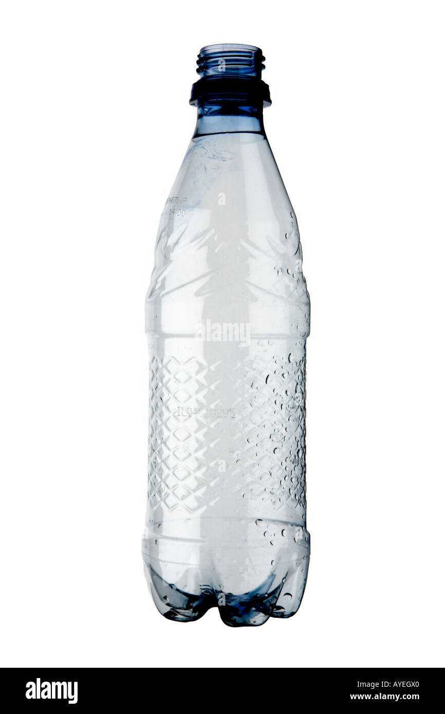 Empty plastic bottle against white background Stock Photo - Alamy