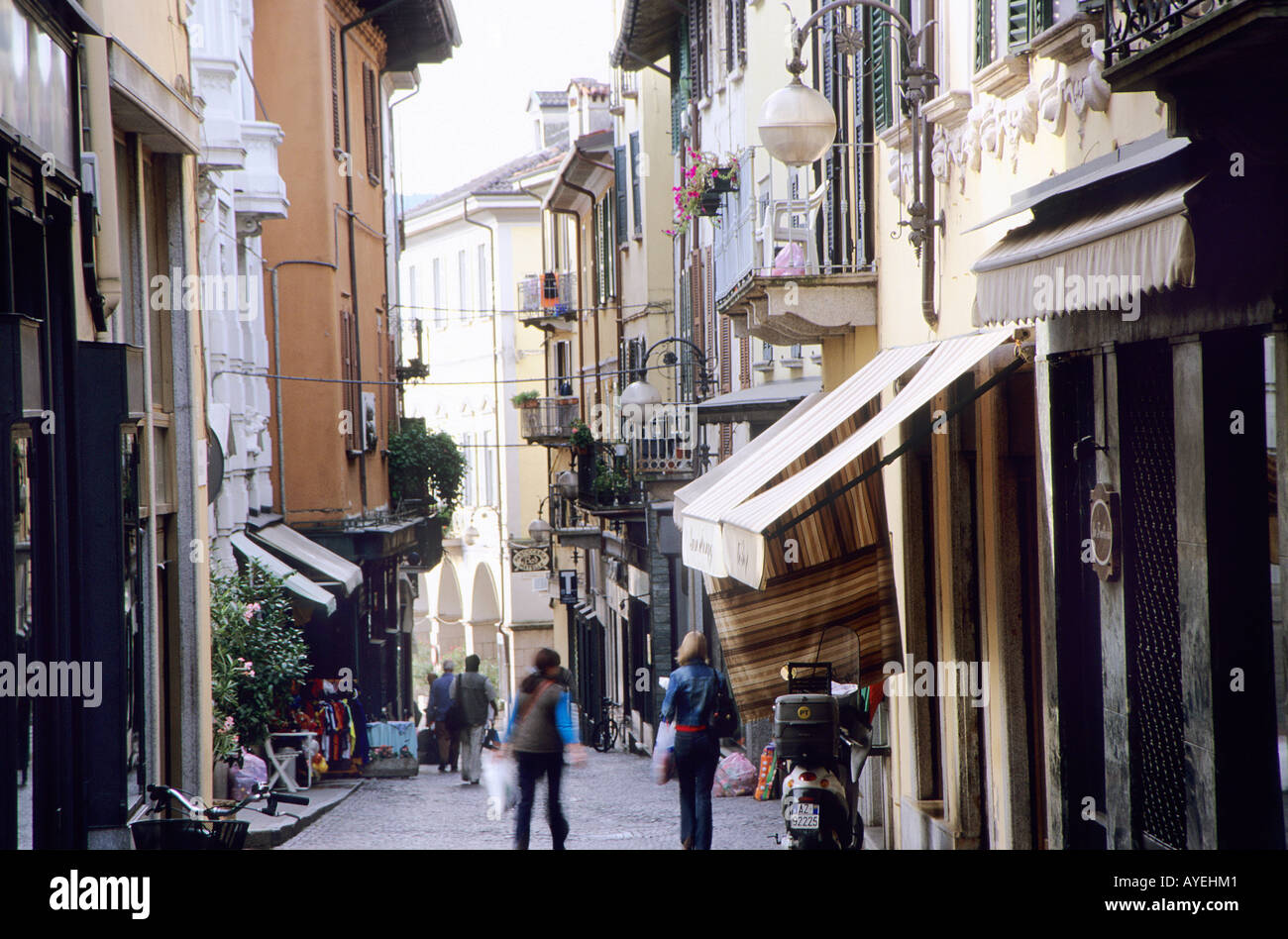 Via Ruga shopping street scene Pallanza Lago Maggiore Stock Photo - Alamy