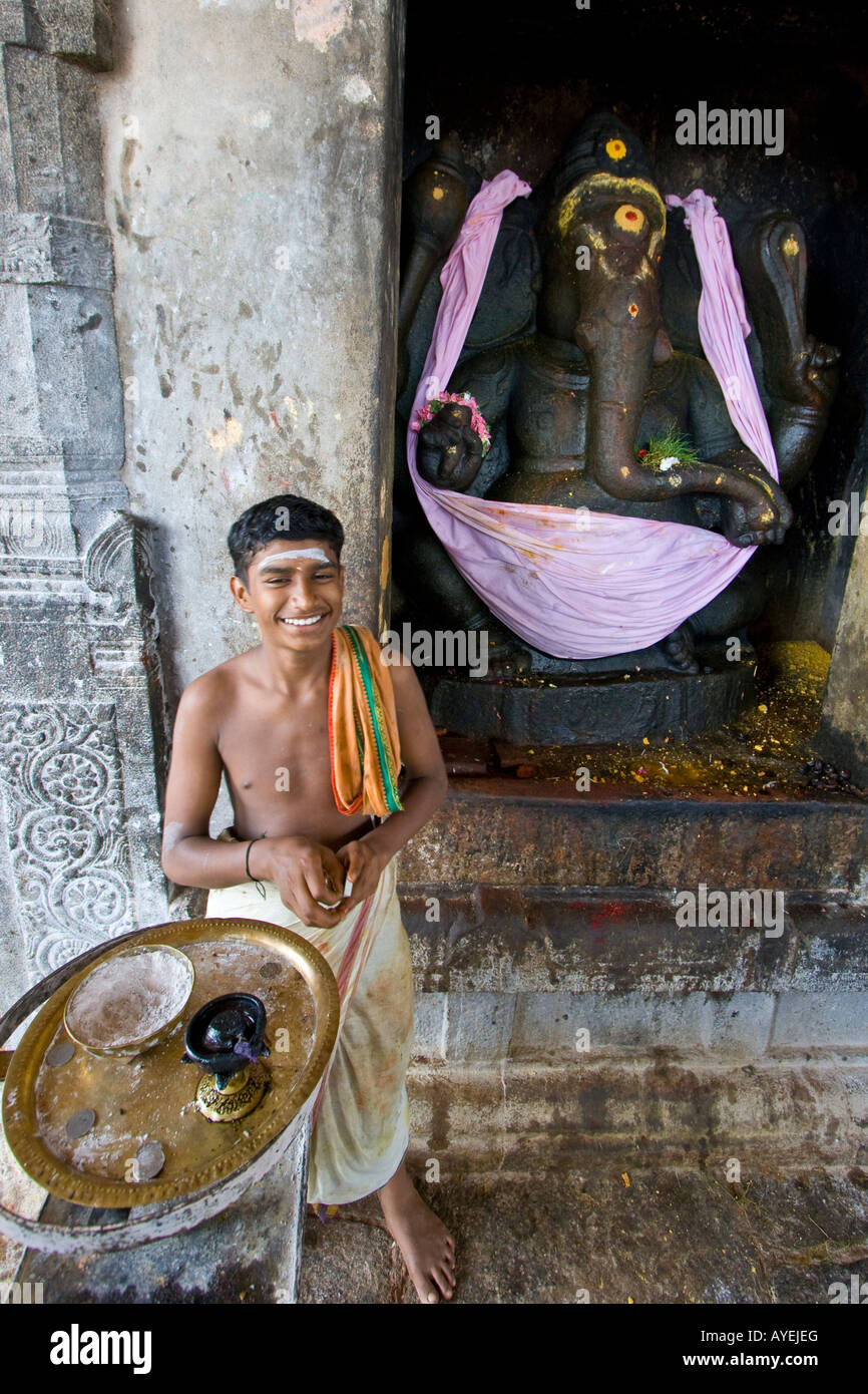 Young Indian Priest at Brihadishwara Hindu Temple in Thanjavur South ...