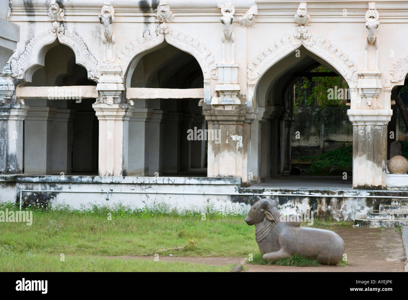 Statue of Nandi the Bull in a Courtyard at the Thanjavur Royal Palace ...
